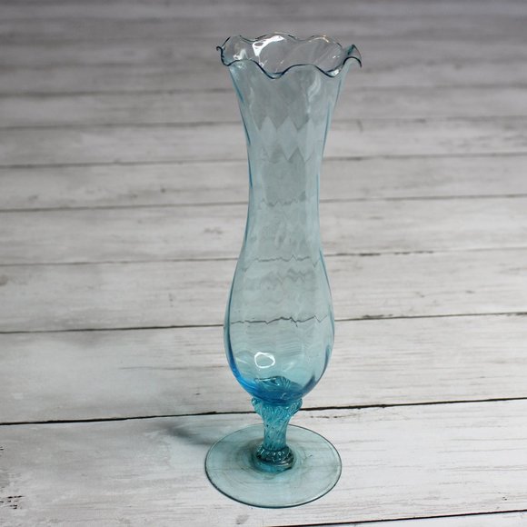 Accents | Vintage Blown Glass Fluted Bud Vase Aqua Blue | Poshmark